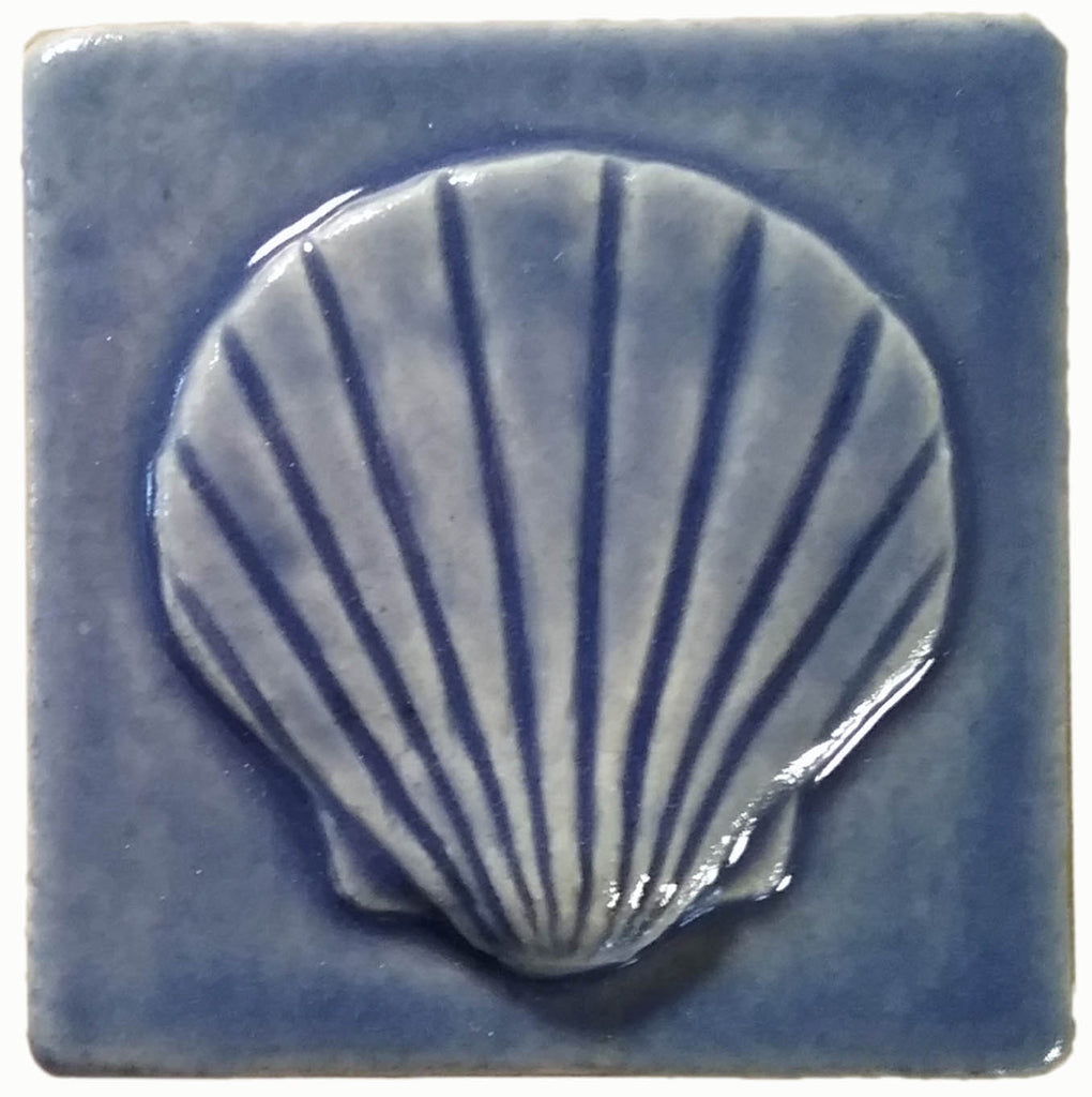 Scallop 3"x3" Ceramic Handmade Tile | 3 Inch by 3 Inch Handmade Tiles