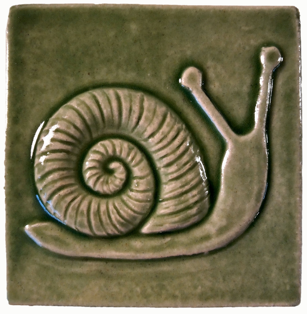 Snail 4"x4" Ceramic Handmade Tile | 4 Inch by 4 Inch Handmade Tiles