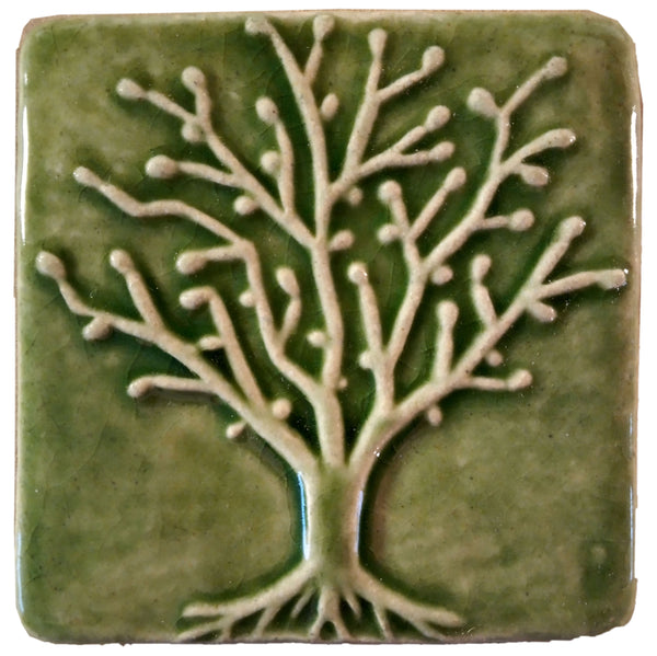 Spring Oak 4"x4" Ceramic Handmade Tile | Handmade Tree Tiles