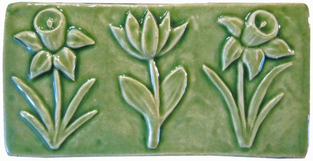 Spring Blooms 4"x8" Ceramic Handmade Tile | 4 Inch by 8 Inch Handmade Tiles