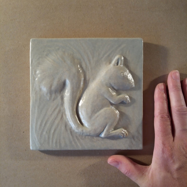 Squirrel 6"x6" Ceramic Handmade Tile | 6 Inch by 6 Inch Handmade Tiles
