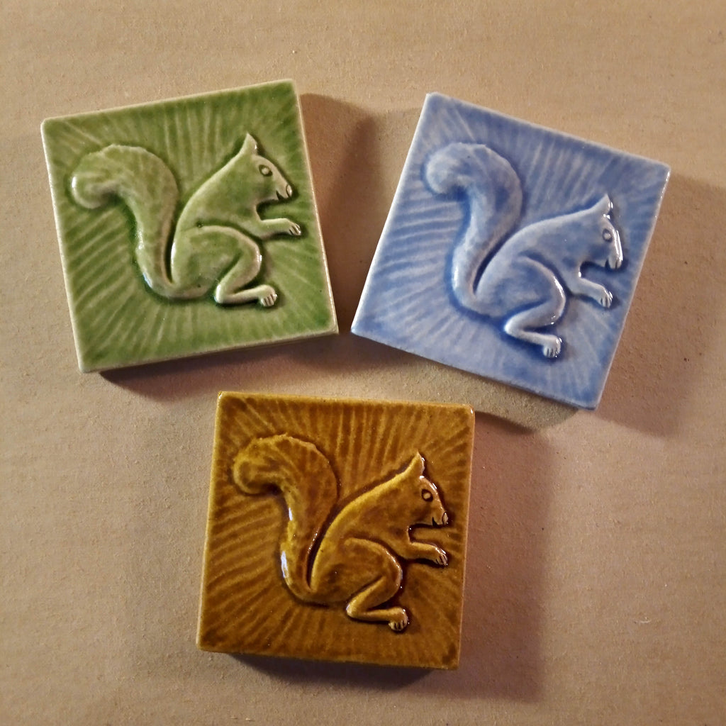 Squirrel 1 facing right 4"x4" Ceramic Handmade Tile | 4 Inch by 4 Inch ...