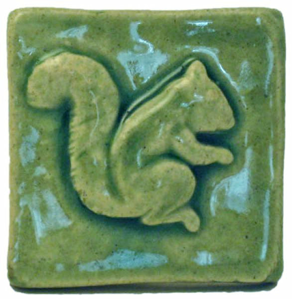 Squirrel 2"x2" Ceramic Handmade Tile | 2 Inch by 2 Inch Handmade Tiles