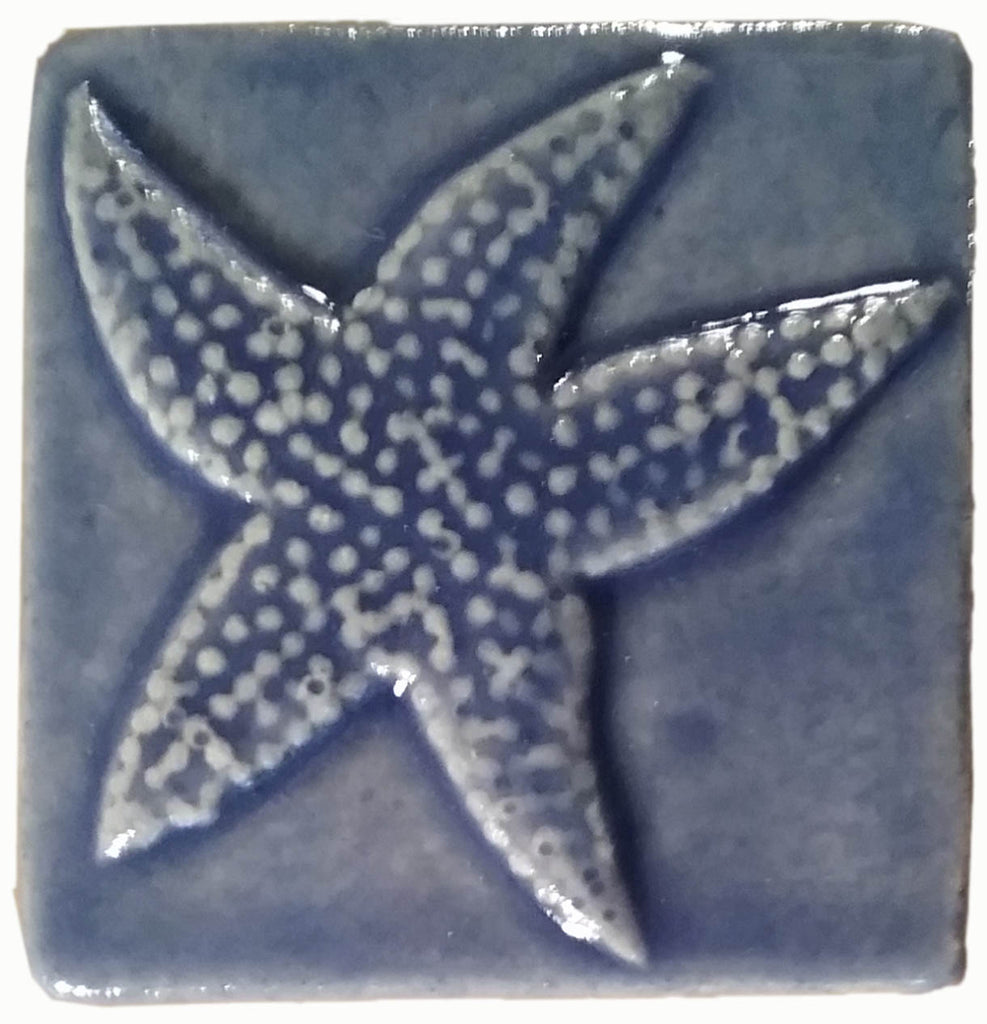 Starfish 3"x3" Ceramic Handmade Tile | 3 Inch by 3 Inch Handmade Tiles