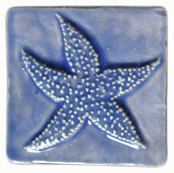 Starfish 4"x4" Ceramic Handmade Tile | 4 Inch by 4 Inch Handmade Tiles