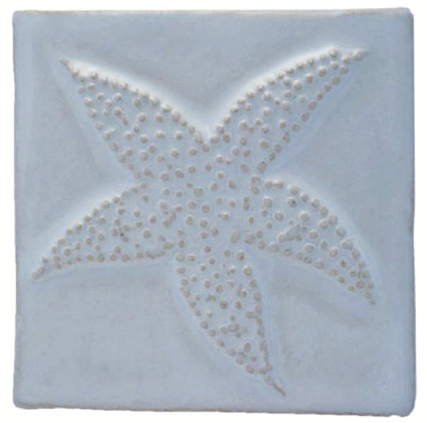 Starfish 4"x4" Ceramic Handmade Tile | 4 Inch by 4 Inch Handmade Tiles