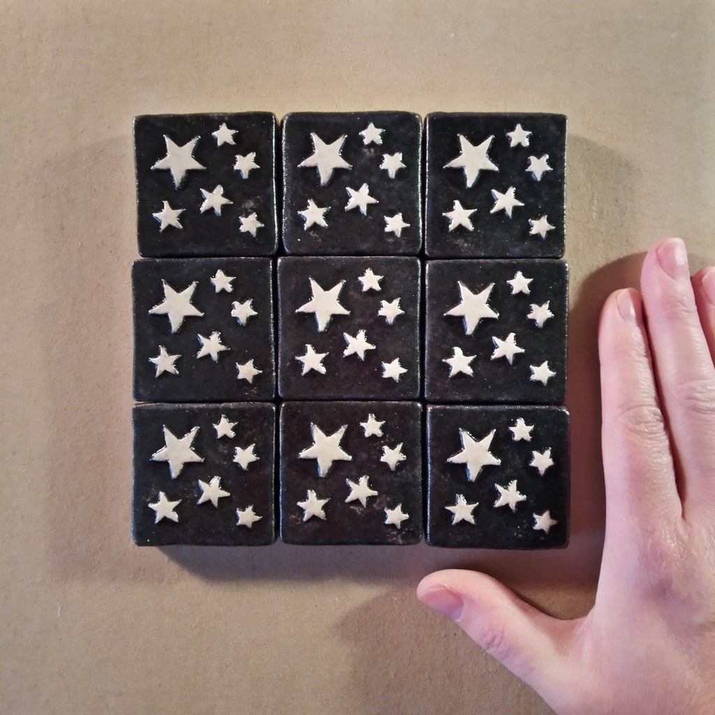 Stars 2"x2" Ceramic Handmade Tile | 2 Inch by 2 Inch Handmade Tiles