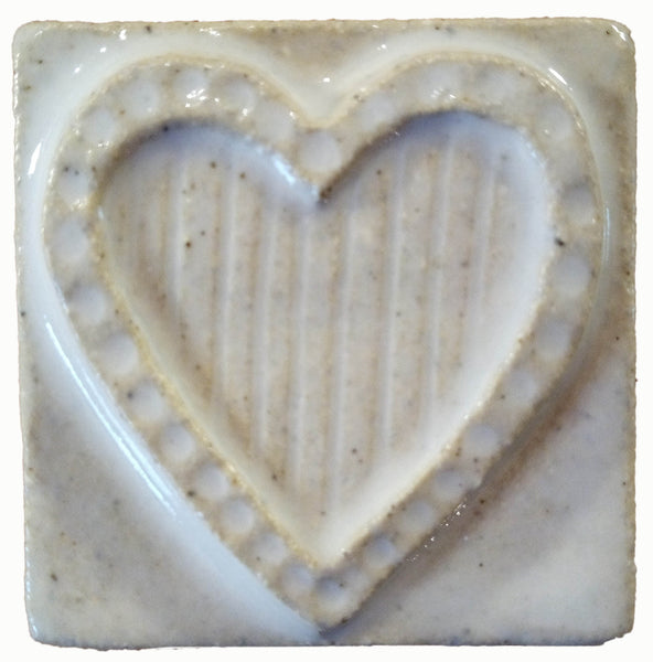 Striped Heart 2"x2" Ceramic Handmade Tile | 2 Inch by 2 Inch Handmade Tiles