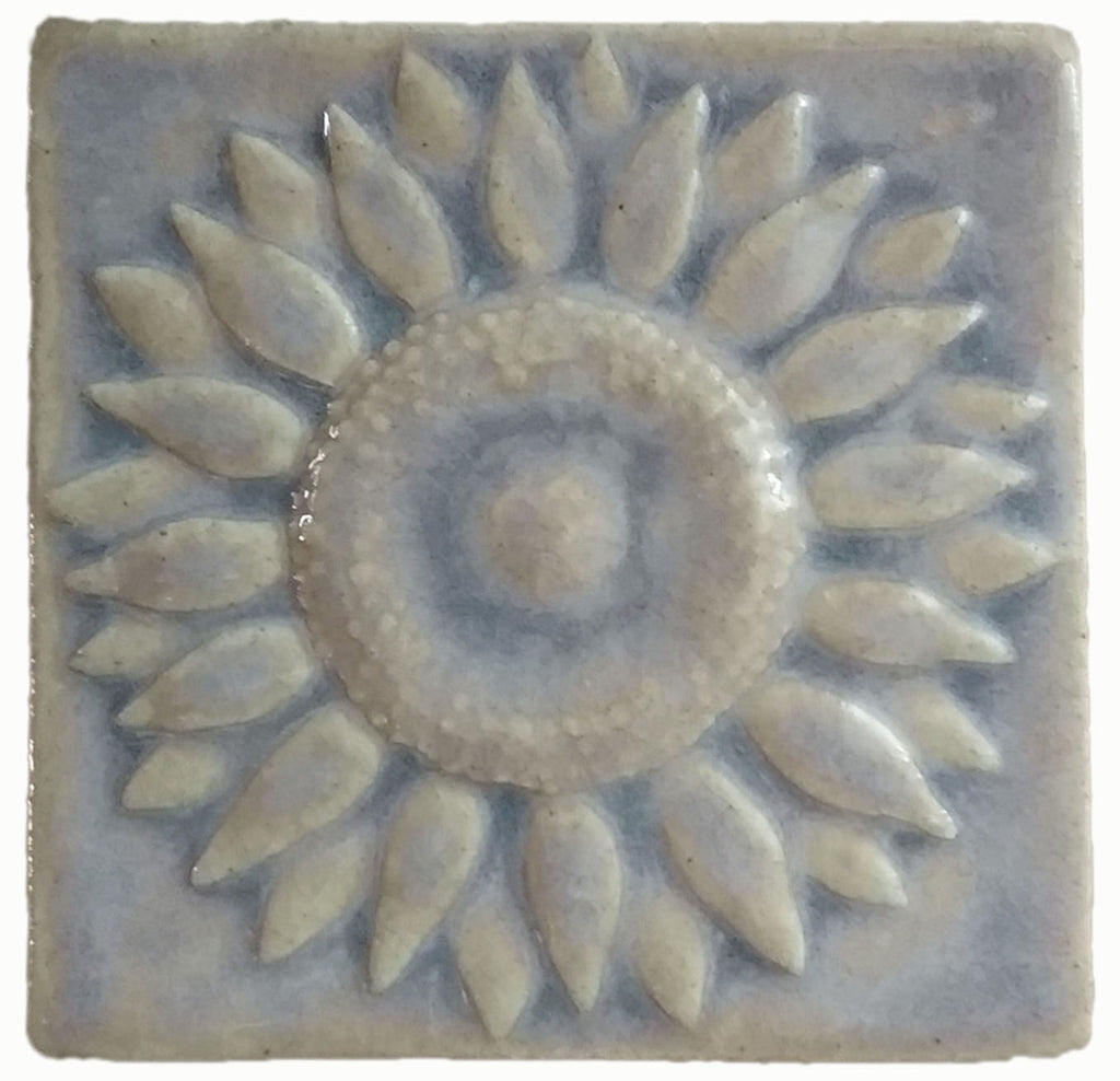 Sunflower 4"x4" Ceramic Handmade Tile | 4 Inch by 4 Inch Handmade Tiles