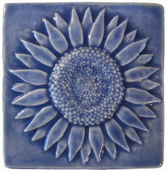 Sunflower 6"x6" Ceramic Handmade Tile | 6 Inch by 6 Inch Handmade Tiles