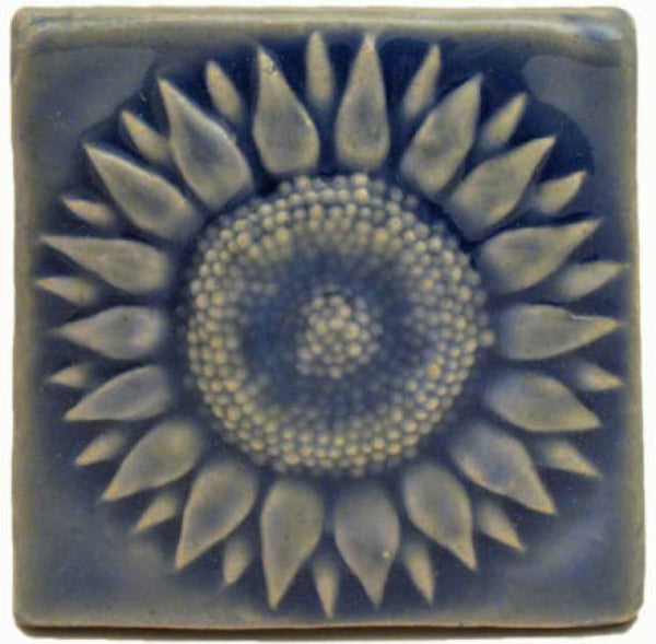 Sunflower 3"x3" Ceramic Handmade Tile | 3 Inch by 3 Inch Handmade Tiles