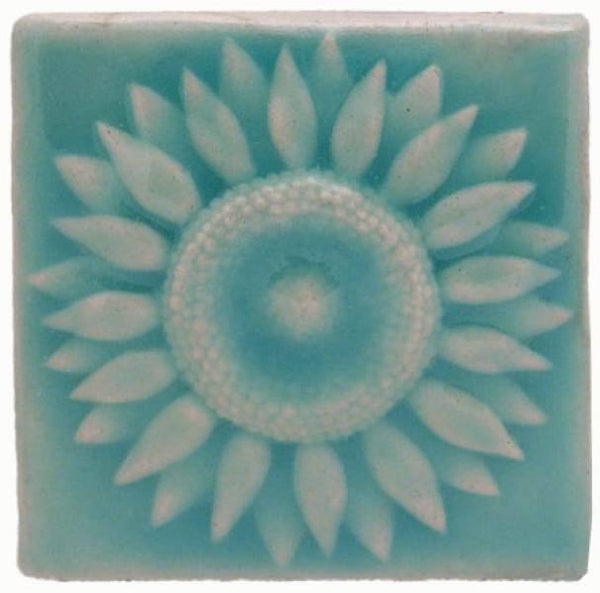Sunflower 4"x4" Ceramic Handmade Tile | 4 Inch by 4 Inch Handmade Tiles