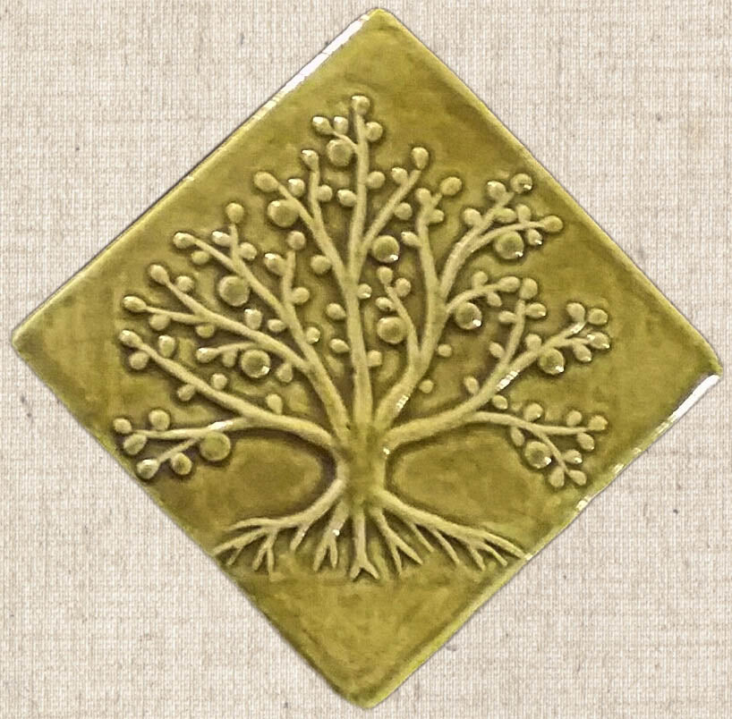 Diagonal Tree of Life 6"x6" Ceramic Handmade Tile | 6 Inch by 6 Inch ...