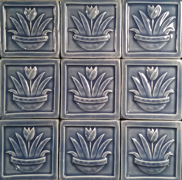 Tulip 4"x4" Ceramic Handmade Tile | 4 Inch by 4 Inch Handmade Tiles