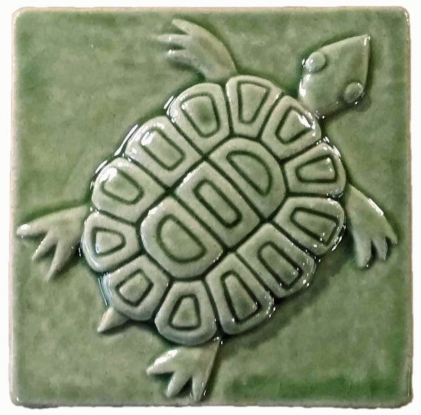 Turtle 3"x3" Ceramic Handmade Tile | 3 Inch by 3 Inch Handmade Tiles