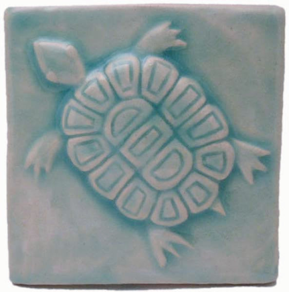 Turtle 4"x4" Ceramic Handmade Tile | 4 Inch by 4 Inch Handmade Tiles