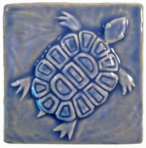 Turtle 4"x4" Ceramic Handmade Tile | 4 Inch by 4 Inch Handmade Tiles