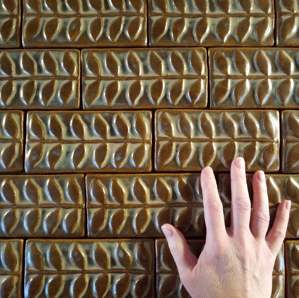 Vine 3"x6" Ceramic Handmade Tile | 3 Inch by 6 Inch Handmade Tiles