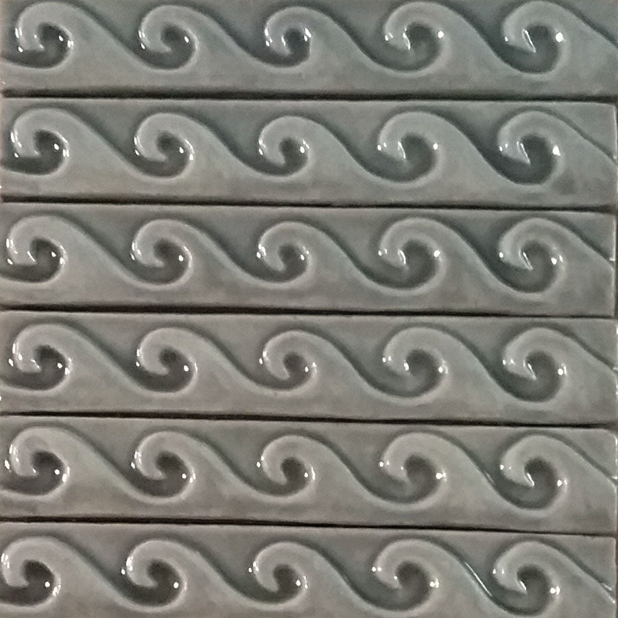 Wave 1"x6" Border Ceramic Handmade Tile | 1 Inch by 6 Inch Handmade Tiles