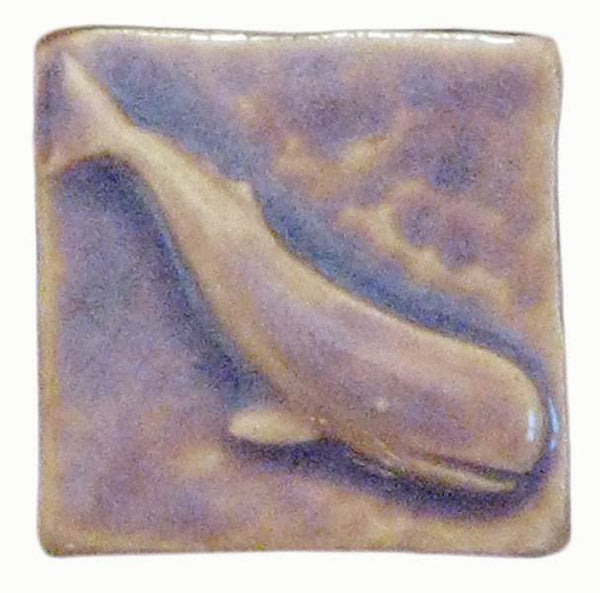 Whale 2"x2" Ceramic Handmade Tile | 2 Inch by 2 Inch Handmade Tiles