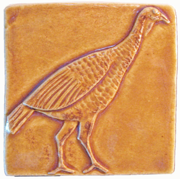 Wild Turkey 4"x4" Ceramic Handmade Tile | 4 Inch by 4 Inch Handmade Tiles