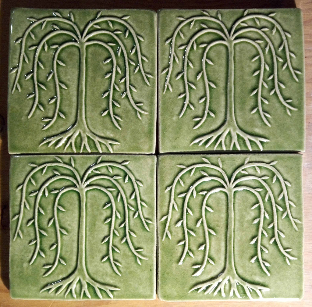 Willow 6"x6" Ceramic Handmade Tile | 6 Inch by 6 Inch Handmade Tiles